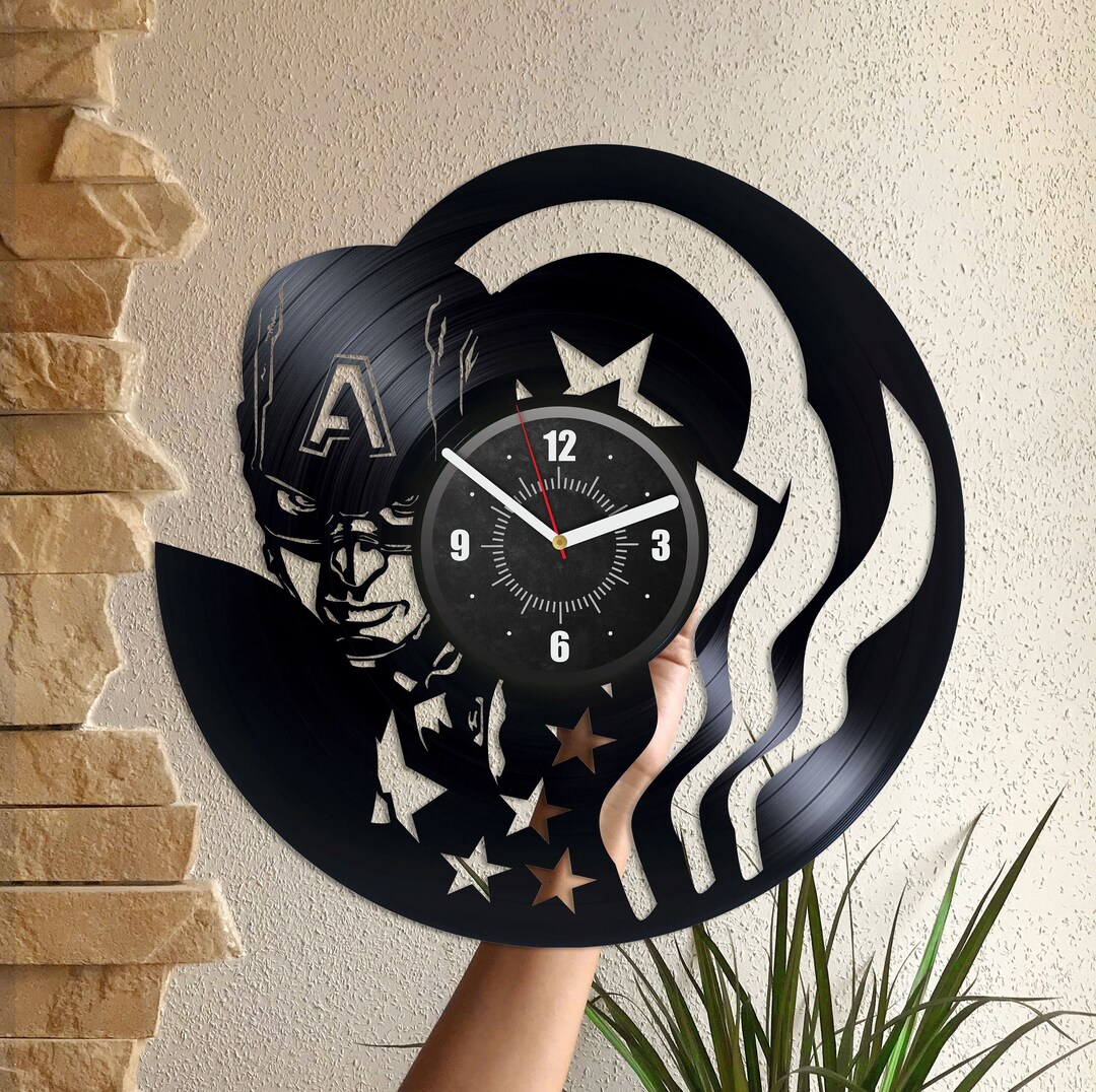 Captain America Vinyl Record Round Clock Marvels Hero Decor for Boys ...