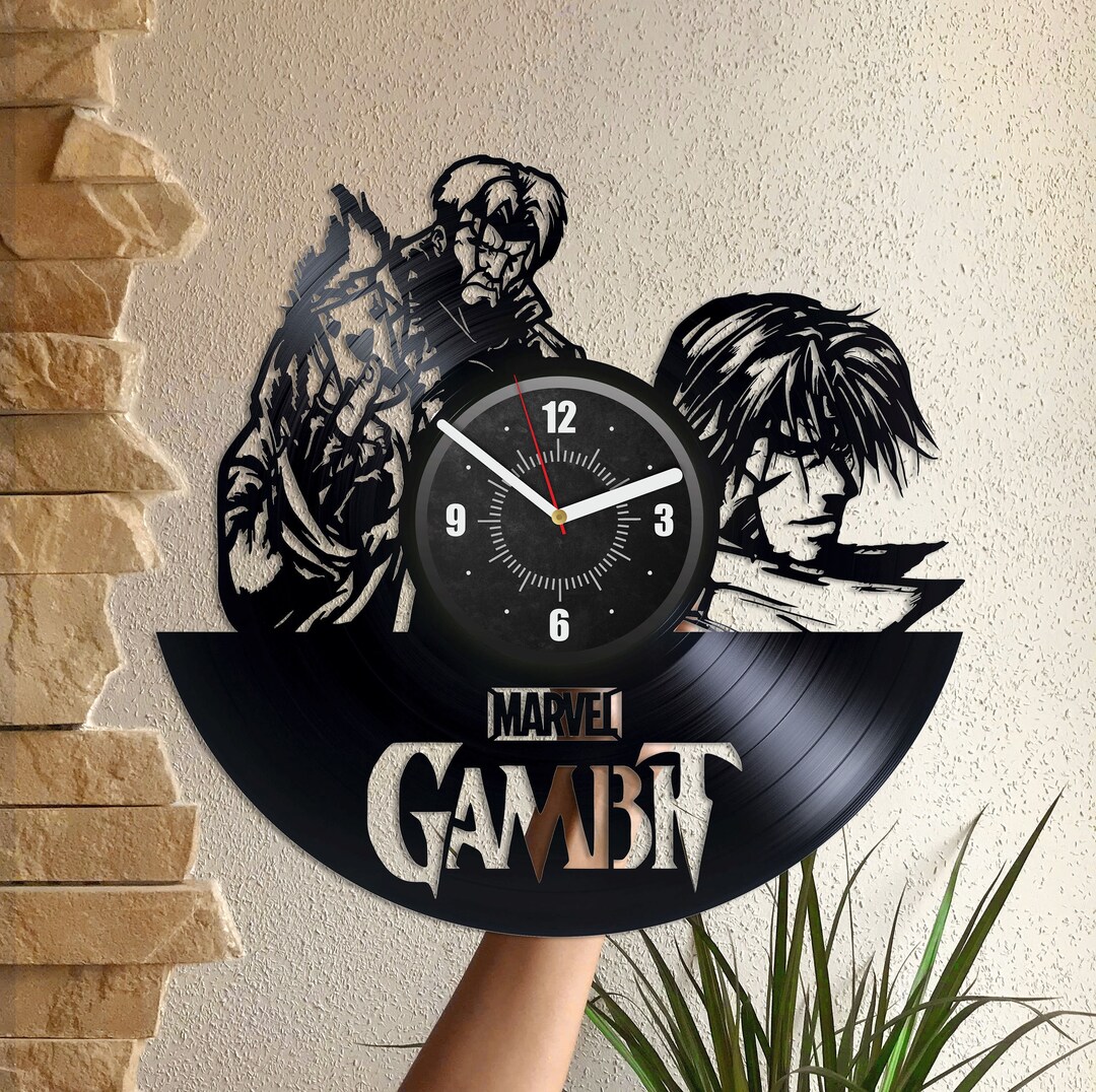 Gambit Vinyl Record Silent Wall Clock Marvels Artwork Vintage Comic ...