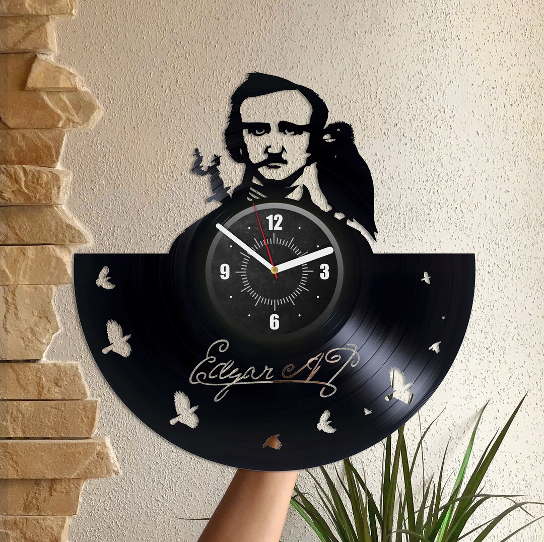 Edgar Allan Poe Vinyl Record Black Wall Clock Poetry Wall Art Unusual ...