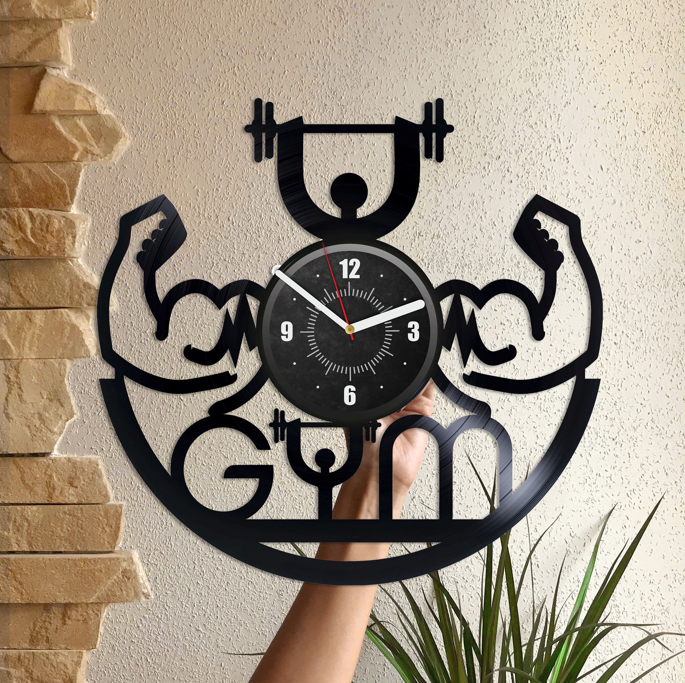 Gym Vinyl Record Large Wall Clock Fitness Artwork Sports Decor - Etsy