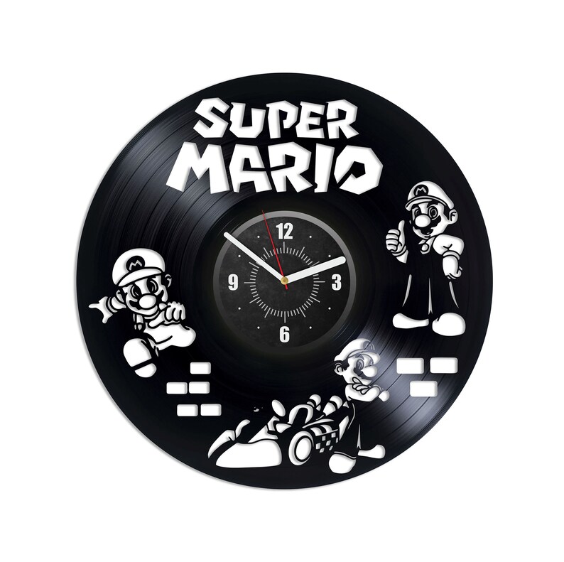 Super Mario Vinyl Record Laser Cut Wall Clock Super Mario Room - Etsy