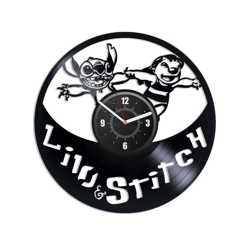 Lilo and Stitch Vinyl Record Black Wall Clock Cartoon Wall - Etsy