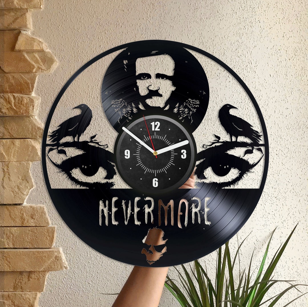 Edgar Allan Poe Vinyl Record Large Wall Clock Poetry Wall Art - Etsy
