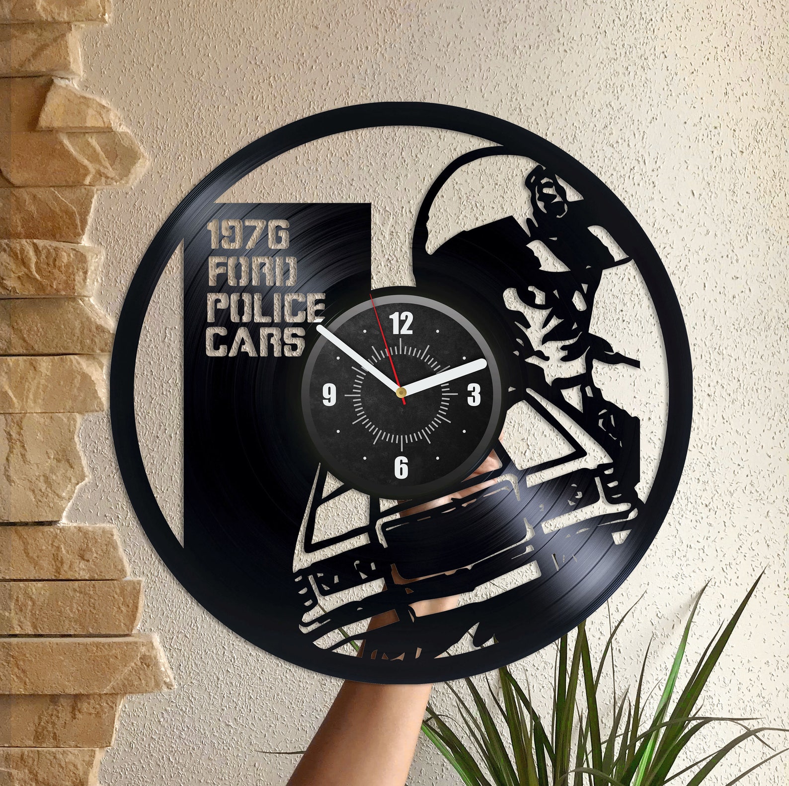 Police Car Vinyl Record Large Wall Clock Gift for Police - Etsy