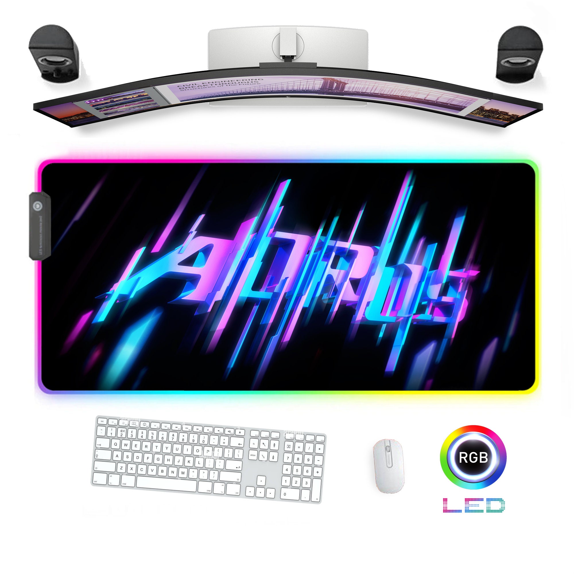 Game Gaming Neon Desk Mat Led RGB