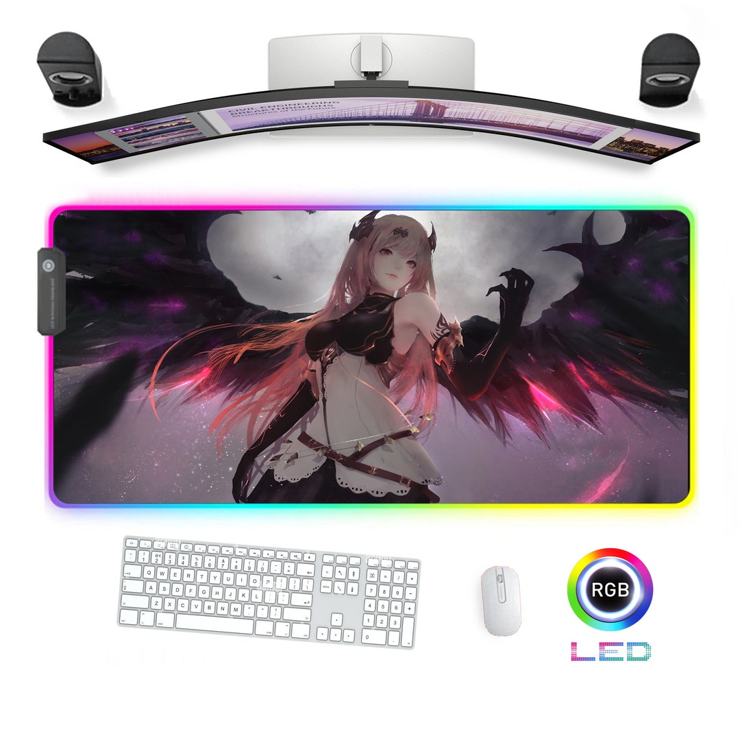 RGB Gaming Mouse Pad Desk Mat Led Mousepad Kawaii Girl Anime Manga Arc ...