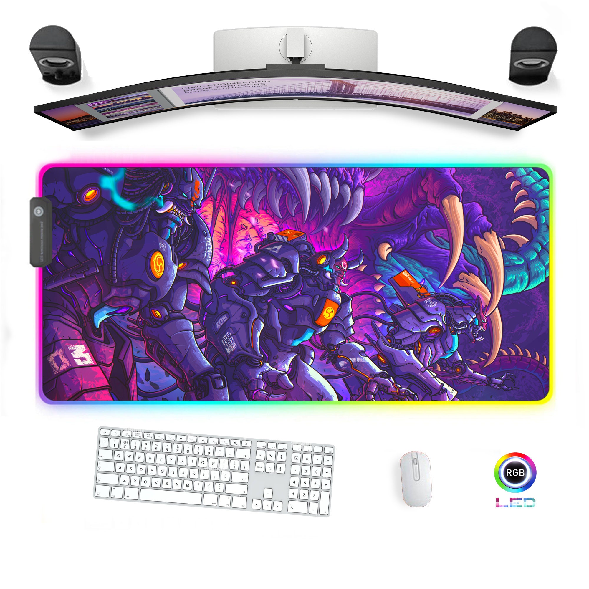 Anime Monster Beast Hyperbeast Purple LED RGB Mouse Pads