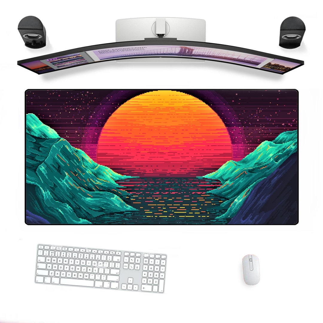 Big Gaming XXL Mouse Pad Desk Mat Mousepad Retrowave Synthwave 80s ...