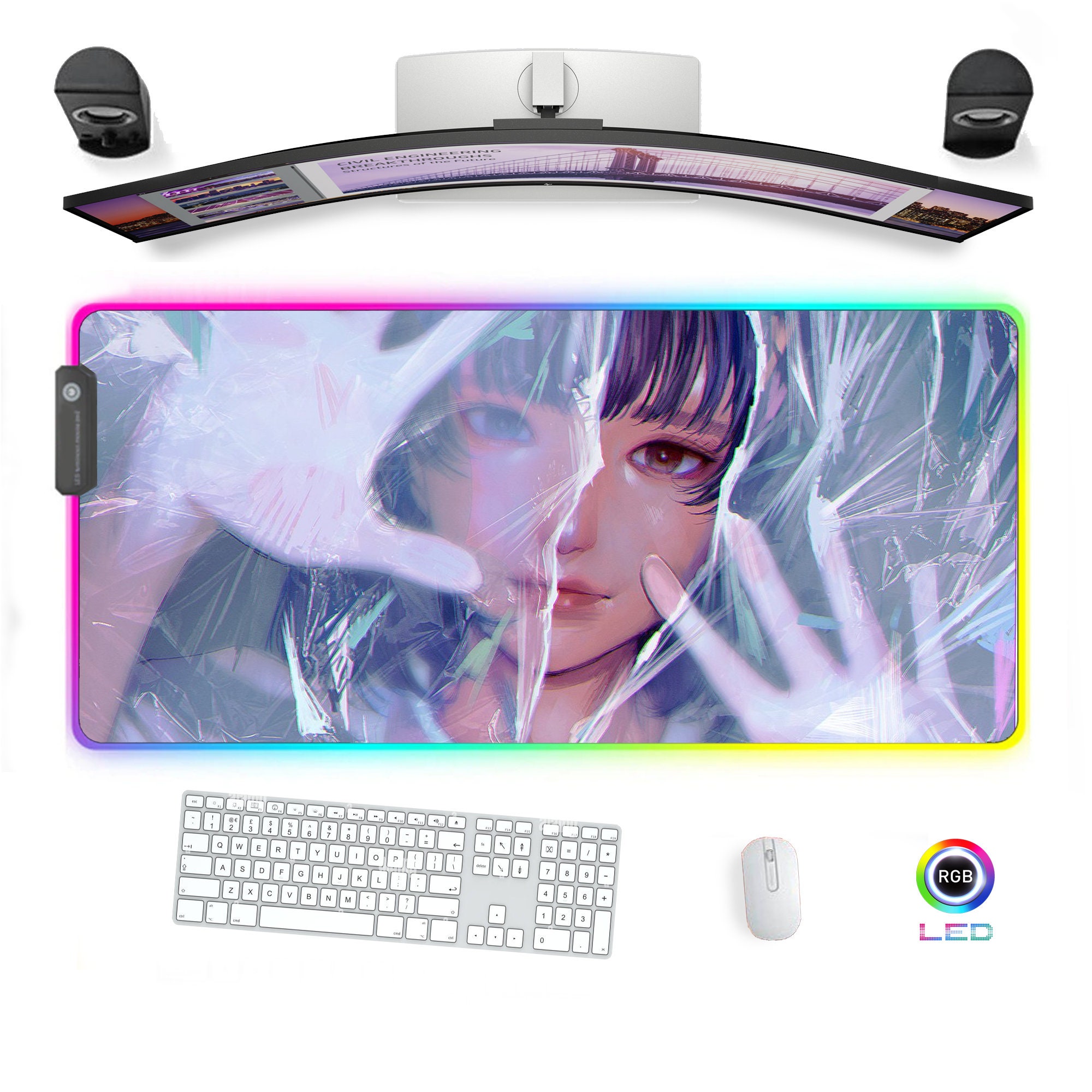 Anime Girl Manga Kawaii Glass Home Office Gift Gamer Mausunterlage ...