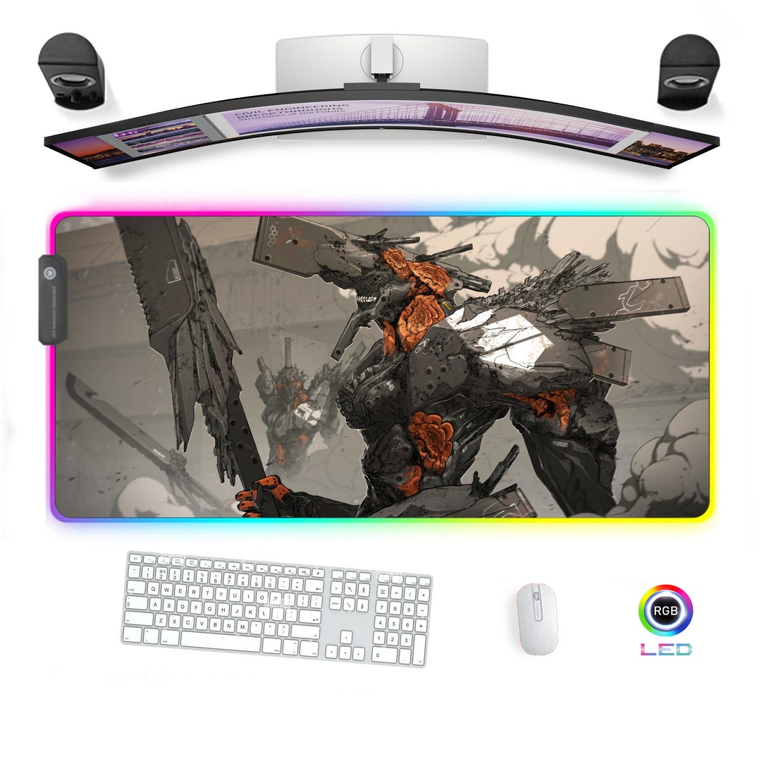 RGB Gaming Mouse Pad Desk Mat Led Mousepad Monster Beast - Etsy