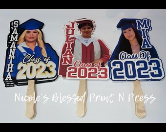 Custom Grad Fans, Graduation Fans, Head on a Stick, Custom Face Fans ...