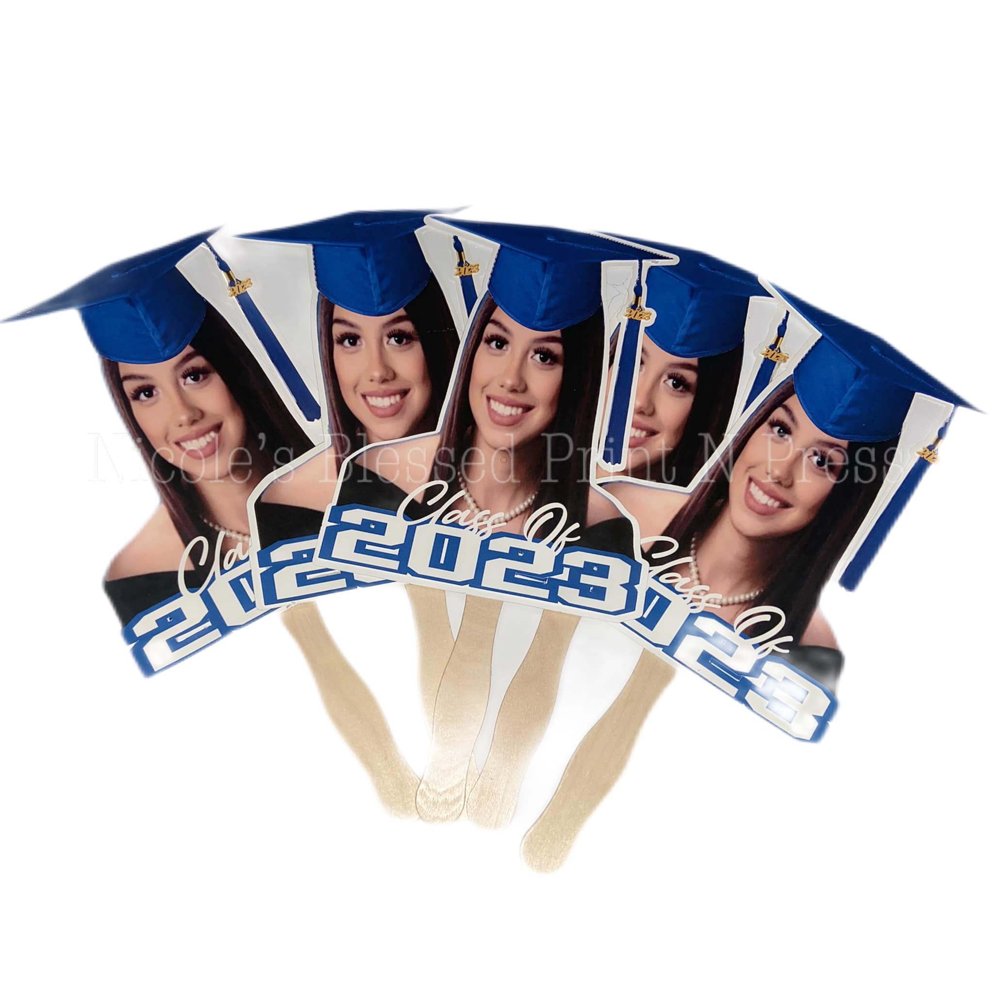 Custom Grad Fans, Graduation Fans, Head on a Stick, Custom Face Fans ...