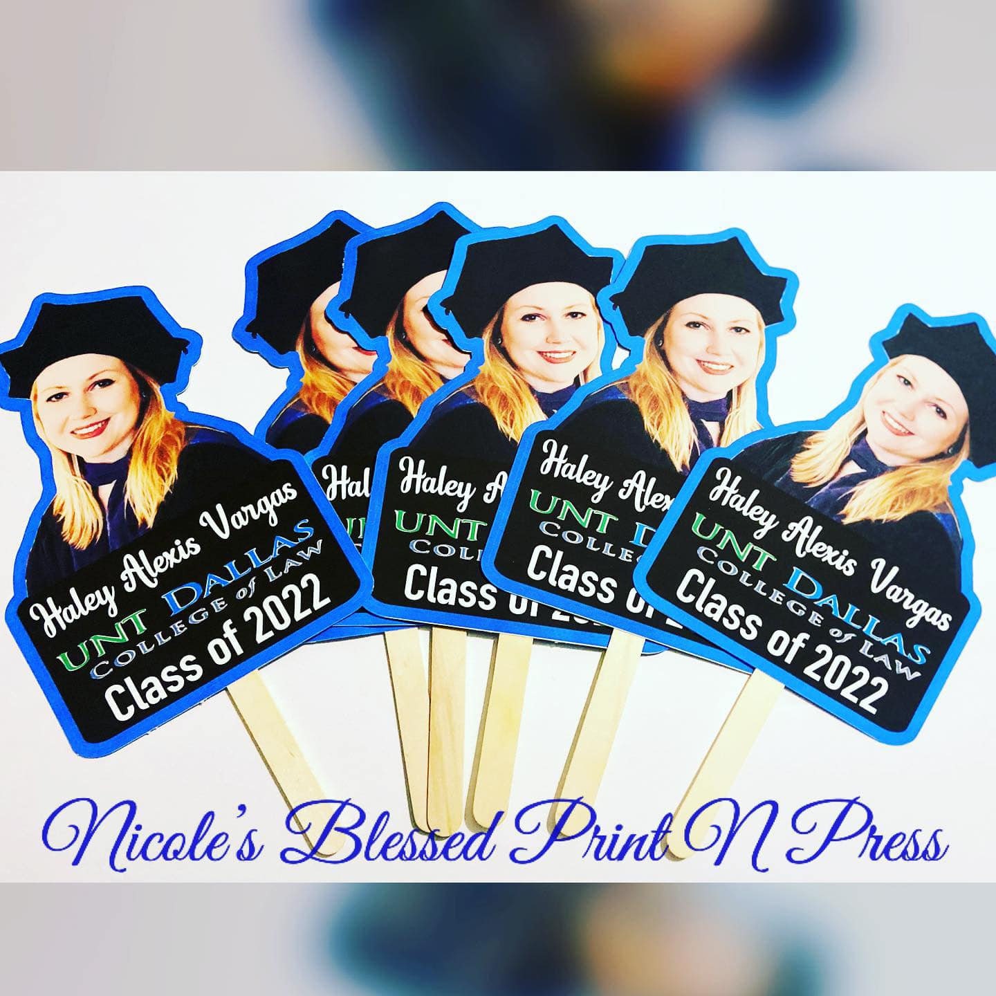 Custom Grad Fans, Graduation Fans, Head on a Stick, Custom Face Fans ...