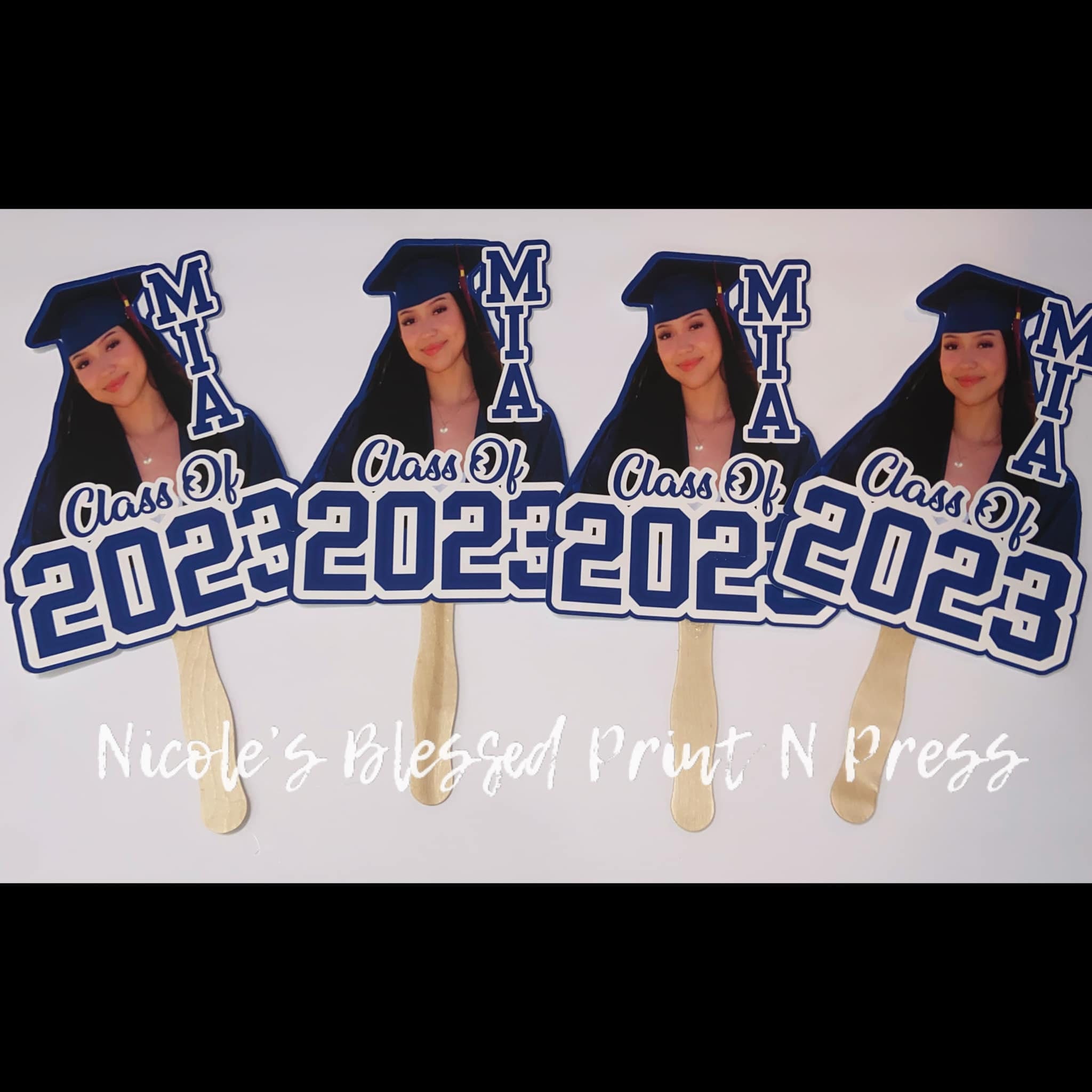 Custom Grad Fans, Graduation Fans, Head on a Stick, Custom Face Fans ...
