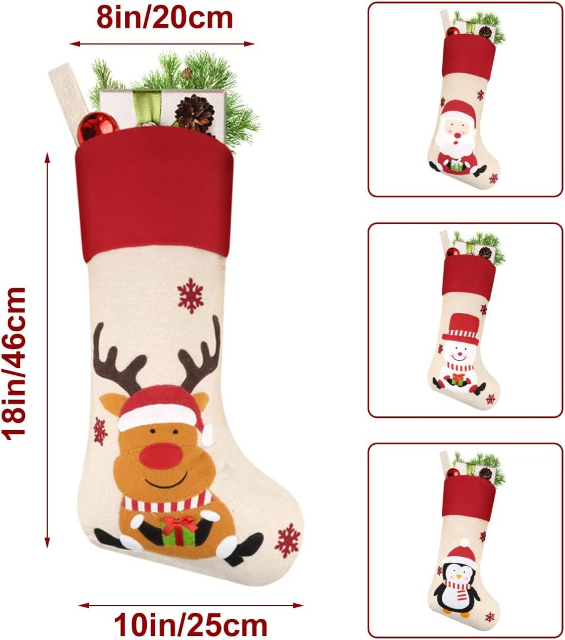 Christmas Stocking 18in Personalized Santa Snowman Reindeer Penguin ...