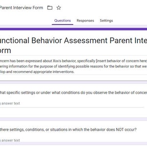 FBA Parent Interview Google Form, Functional Behavior Assessment ...