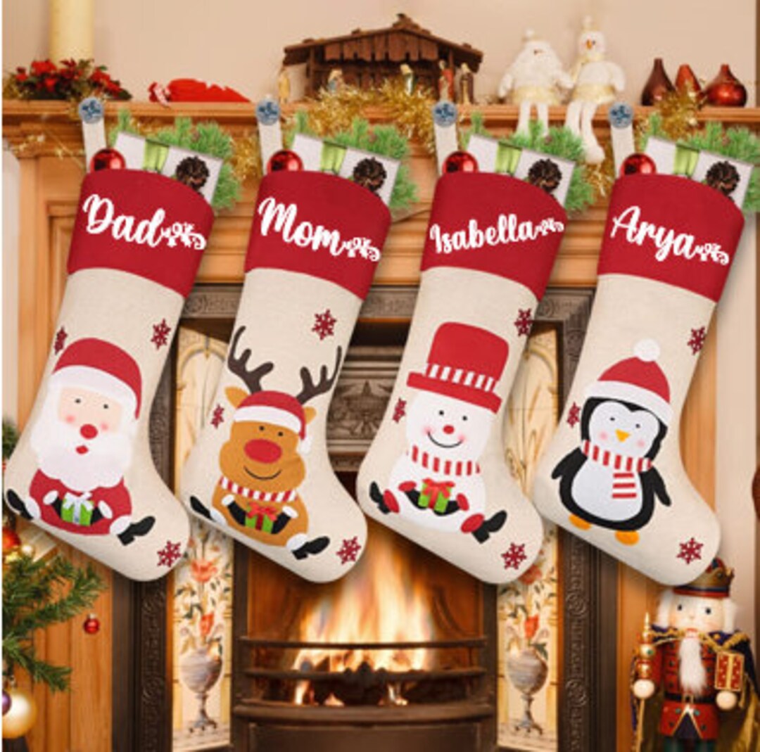 Christmas Stocking 18in Personalized Santa Snowman Reindeer Penguin ...