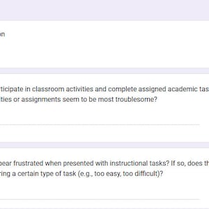 FBA Teacher Interview Google Form, Functional Behavior Assessment ...