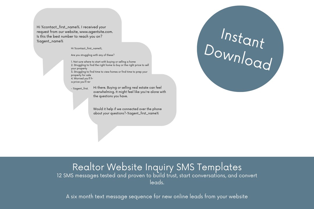 Realtor SMS Drip Templates, Website Lead Inquiry (digital Download) - Etsy