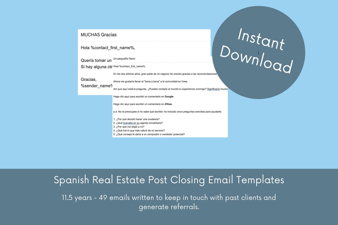 Spanish Real Estate Email Templates, Client Post Closing (digital ...