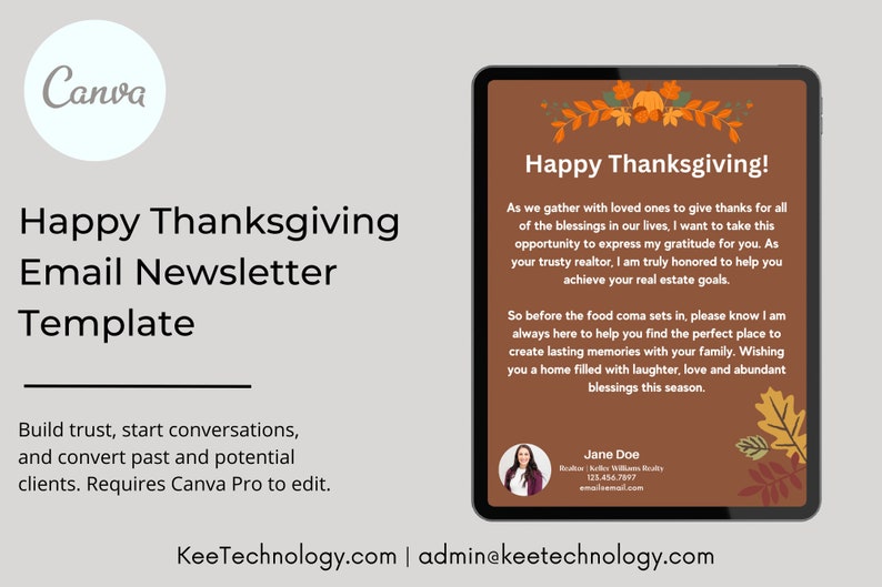 Happy Thanksgiving Real Estate Email Newsletter Template | Edit in ...