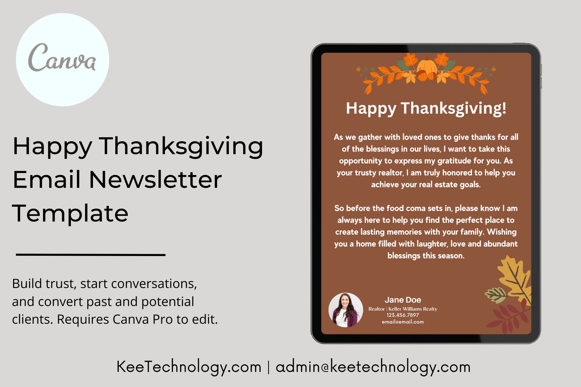 Happy Thanksgiving Real Estate Email Newsletter Template | Edit in ...