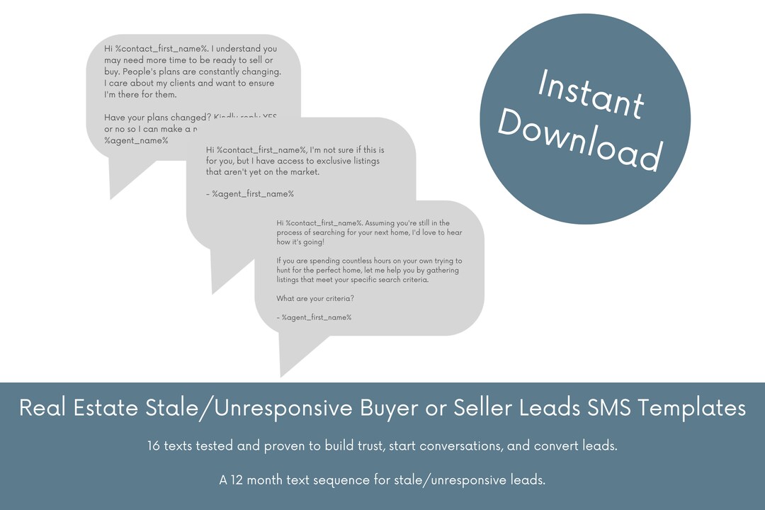 Real Estate Agent SMS Drip Templates, Realtor Marketing (digital ...
