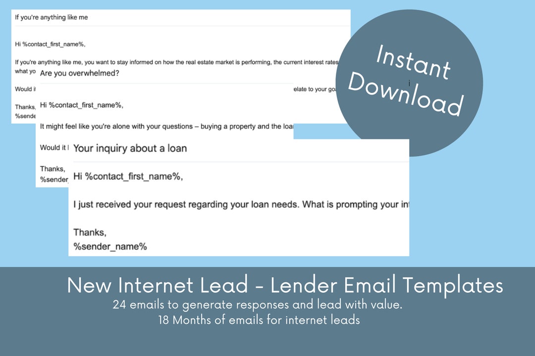 Lender Email Drip Templates, Internet Leads, 24 Customizable Emails ...