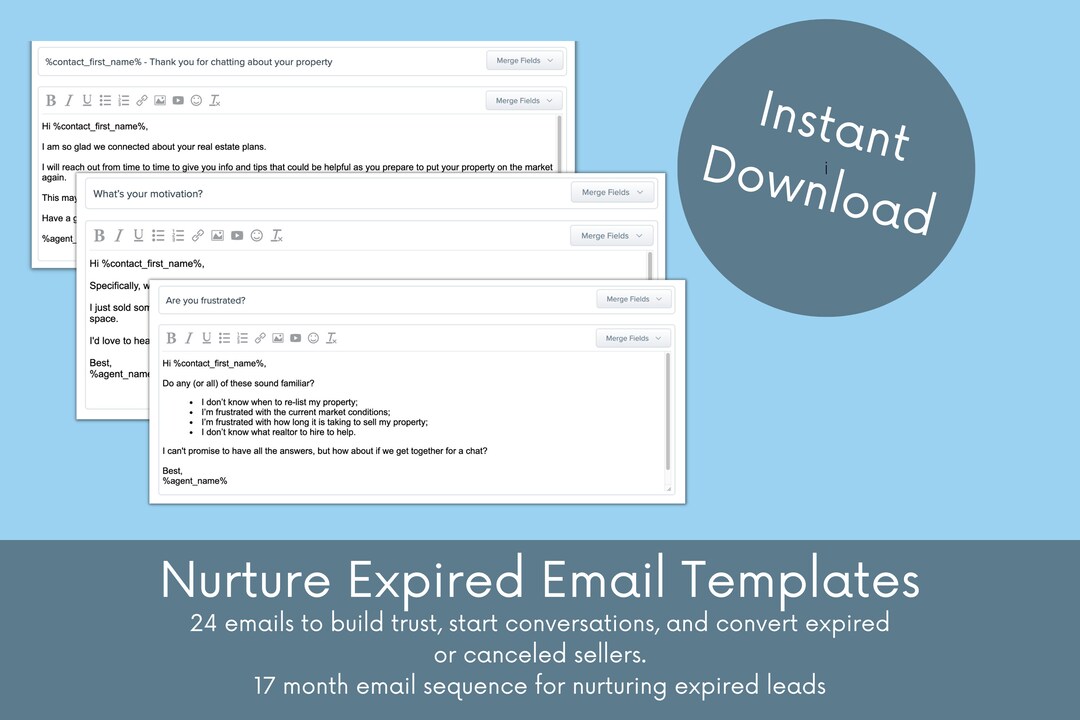 NURTURE EXPIRED Email Drip Templates for Real Estate Agents, 24 Digital ...