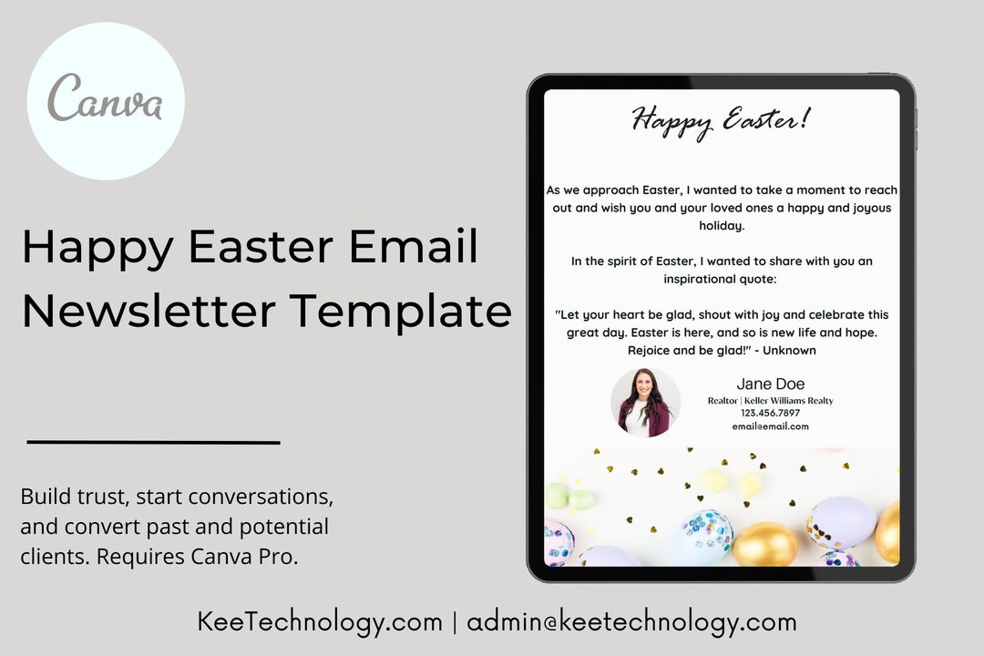 Happy Easter Real Estate Email Newsletter Template | Edit in Canva or ...