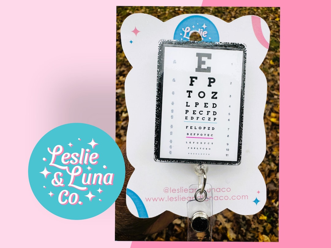 Eye Chart Badge Reel, Glitter Badge Reel, Retractable Badge Reel ...