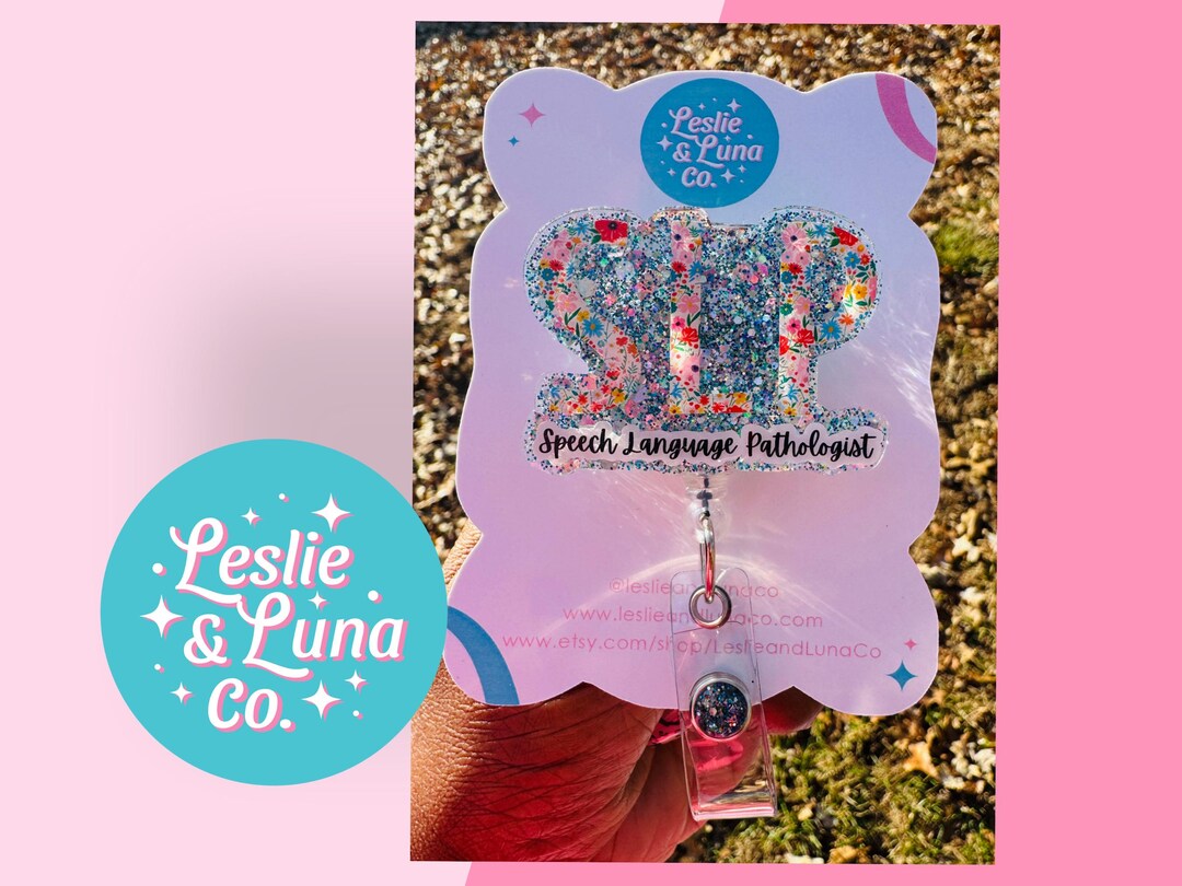 Speech Language Pathologist Floral Badge Reel, Glitter Badge Reel ...