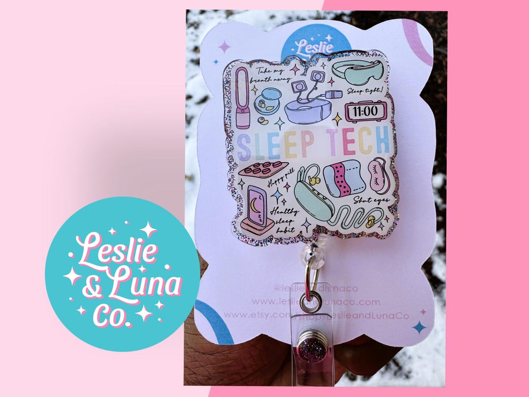 Sleep Tech Glitter Badge Reel, Retractable ID Badge - Etsy