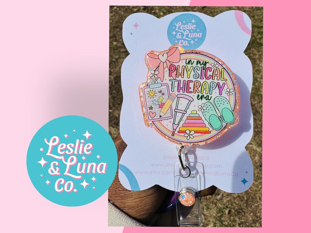 Physical Therapy Era Badge Reel, Glitter Badge Reel, Retractable Badge ...
