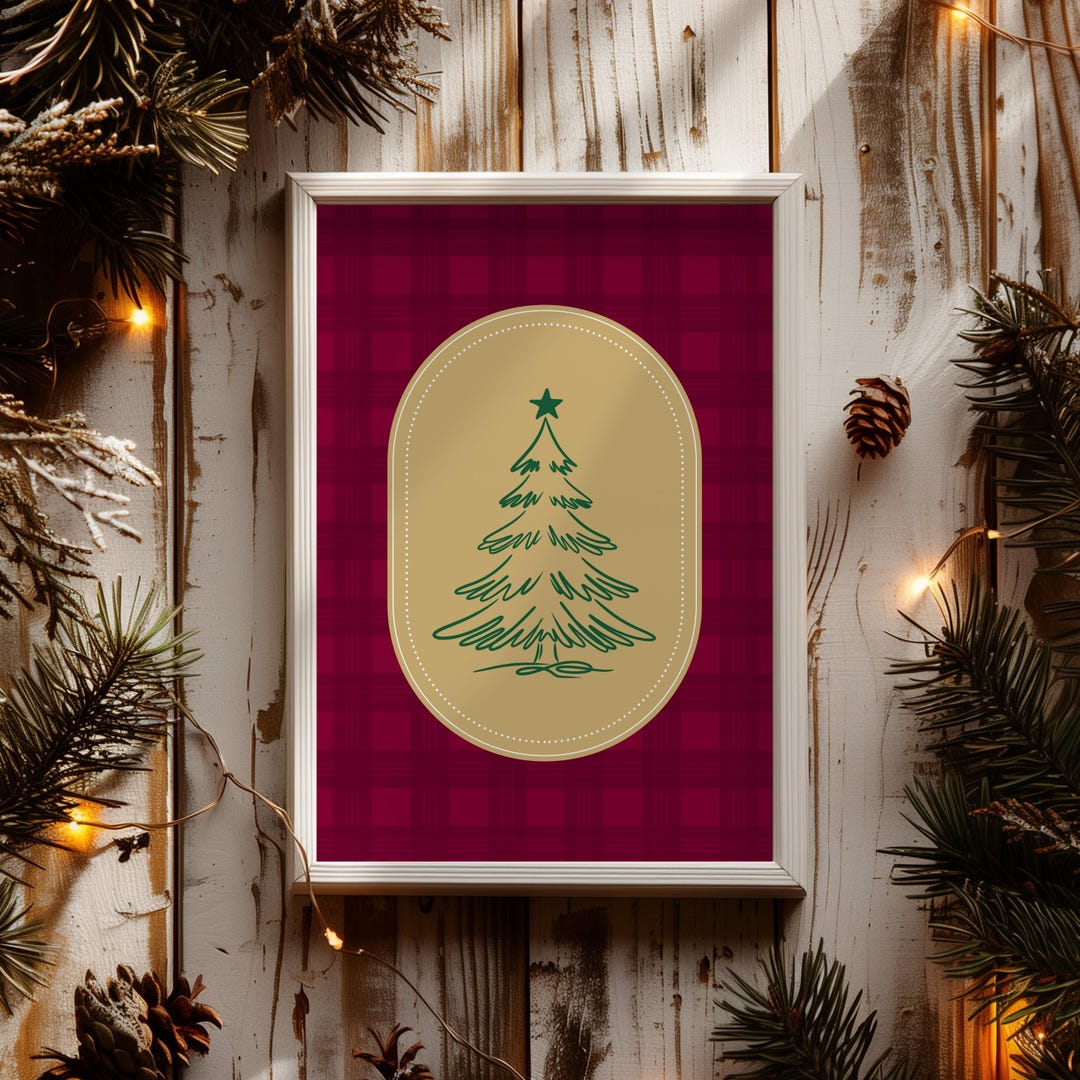 Vintage Christmas Tree Digital Art Print: Instant Download - Etsy