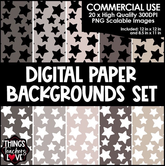 Set of 20 LARGE STARS Digital Papers Boho Pastel Pink - Etsy