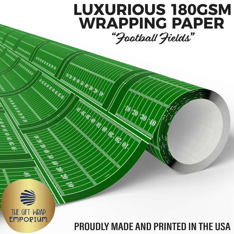 Football Field Wrapping Paper, Yard Lines Gift Wrap, 100 Yards ...