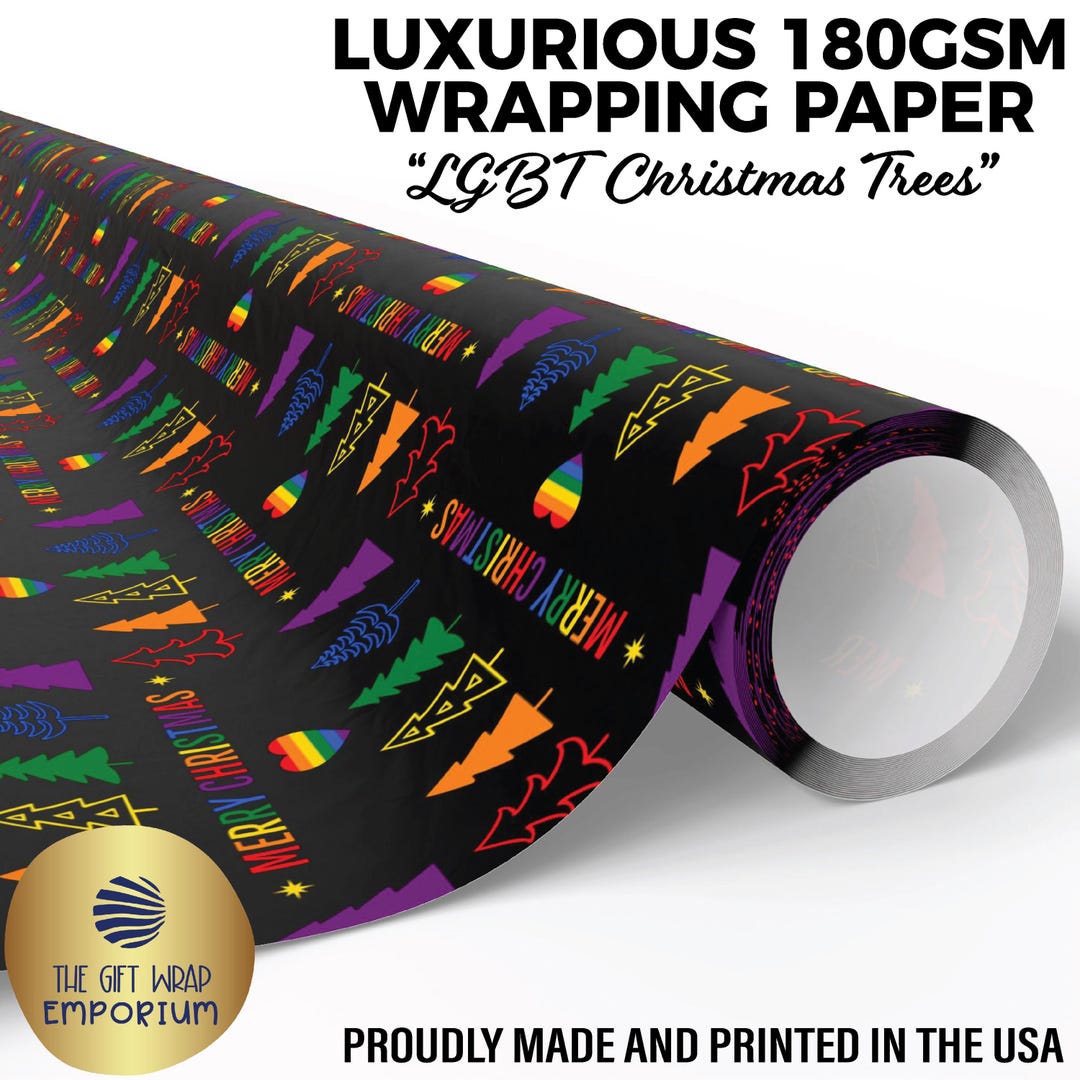 LGBT Christmas Trees Wrapping Paper, LGBT Gift Wrap, Fun Pride Gift ...