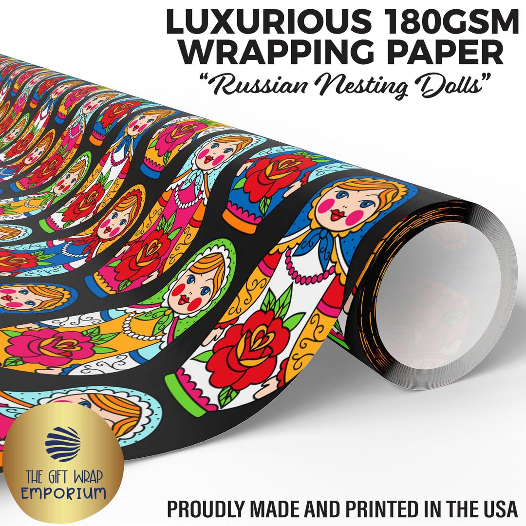 Russian Nesting Dolls Wrapping Paper, Russian Dolls Gift Wrap, Babushka ...