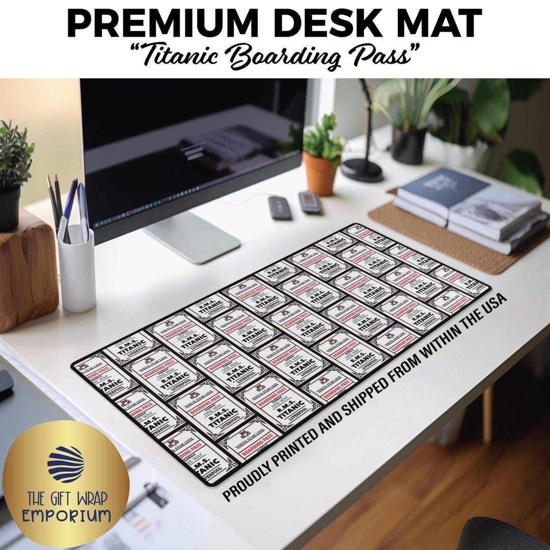 Titanic Boarding Pass Desk Mat, Titanic Tech, Large Mouse Pad ...