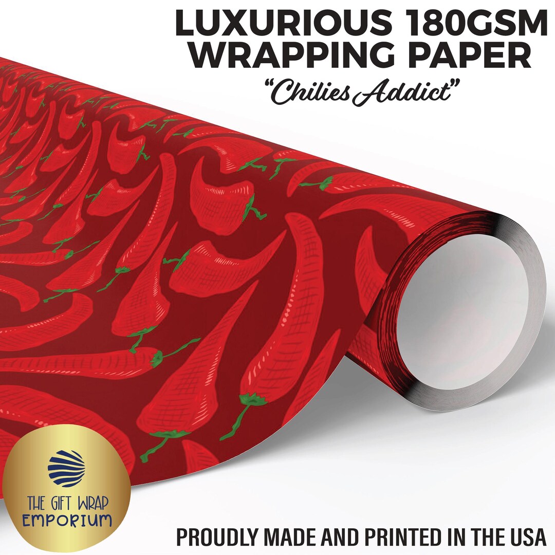 Red Hot Chili Wrapping Paper, Chili Peppers Gift Wrap, Spicy Peppers ...