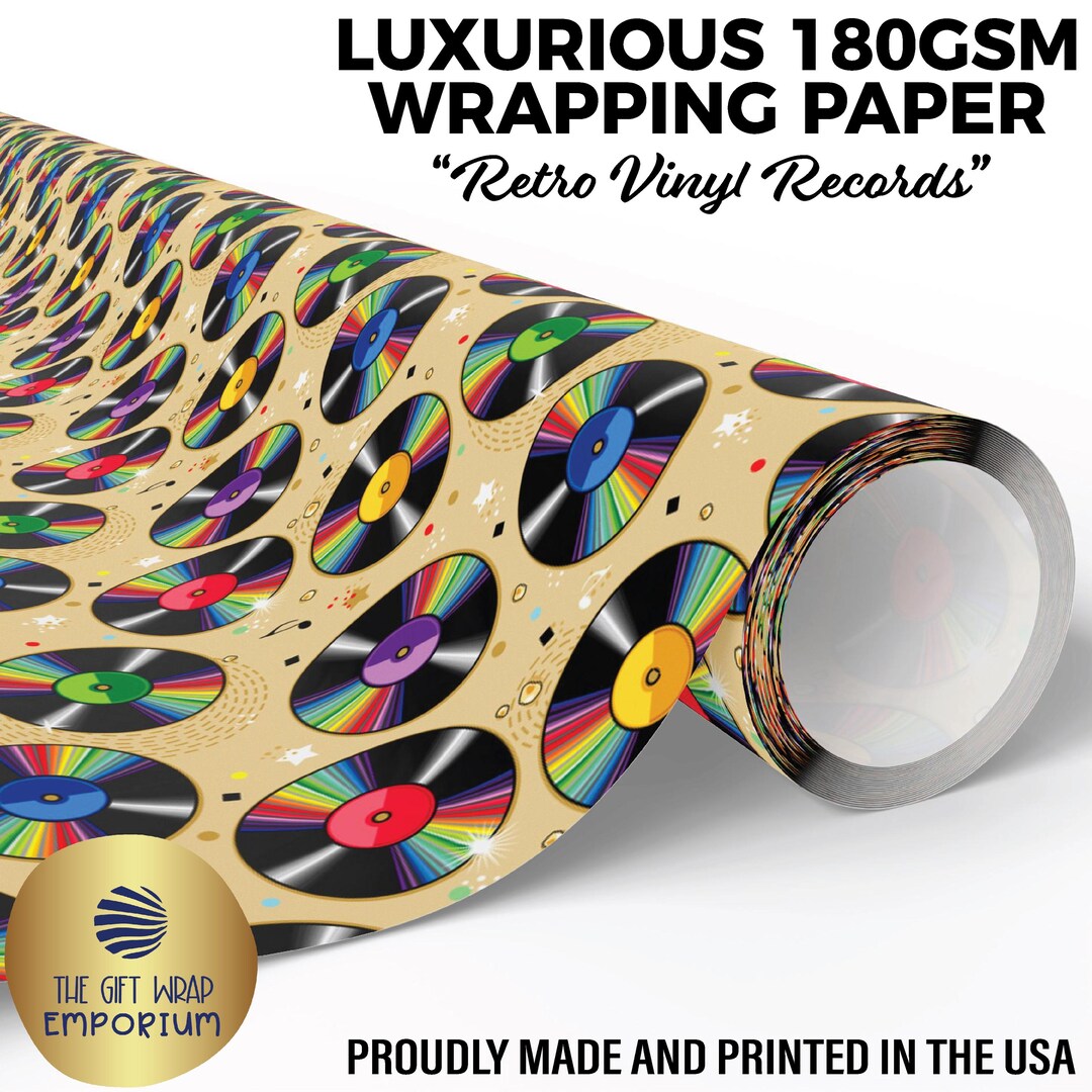 Retro Vinyl Records Wrapping Paper, Vintage Music Gift Wrap, Rock'n ...