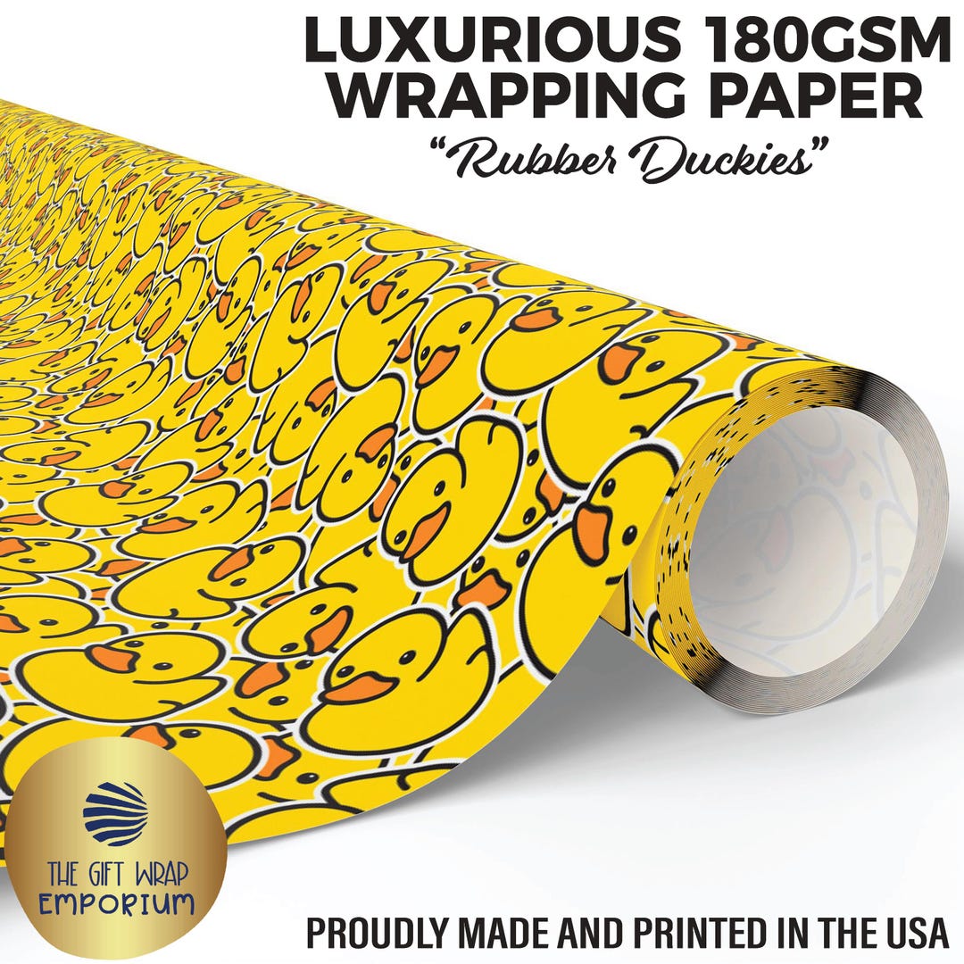 Rubber Duckies Wrapping Paper, Yellow Ducks Gift Wrap, Baby Shower Gift ...