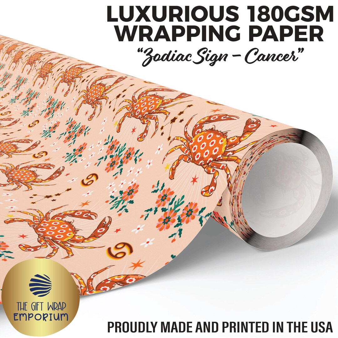 Zodiac Sign Cancer Wrapping Paper, Astrology Gift Wrap, Horoscopes Gift ...