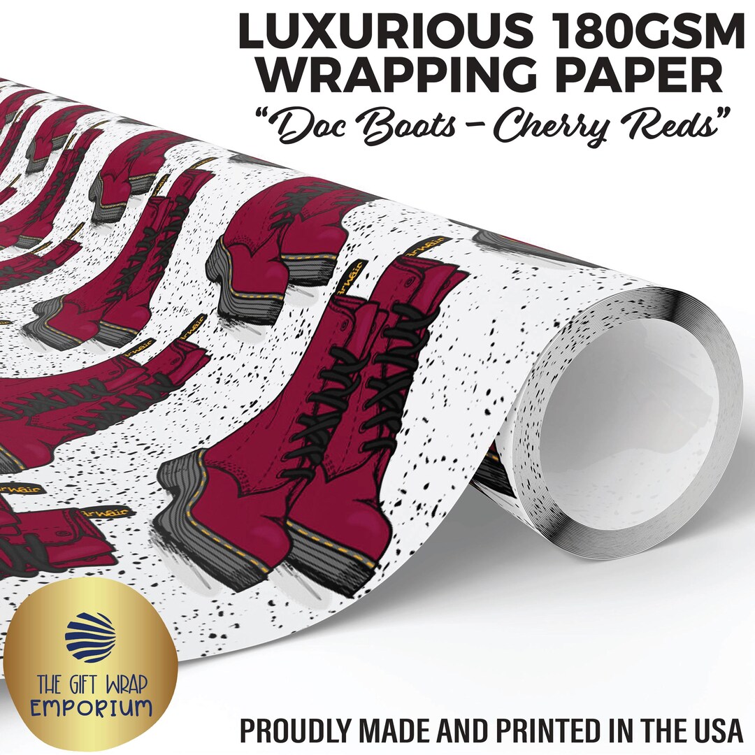 Doc Boots Wrapping Paper, Cherry Red Boots, Combat Boots, Punk Boots ...