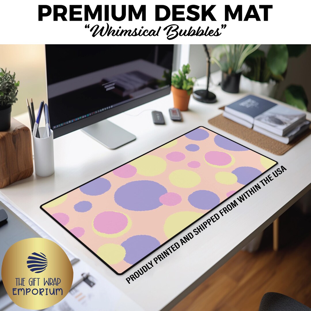 Whimsical Bubbles Desk Mat, Pastel Mouse Pad, Playful Desk Decor ...
