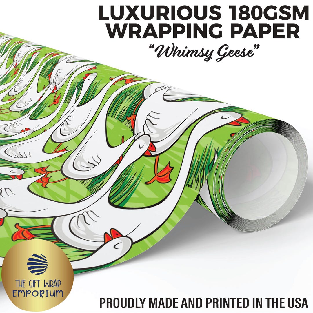 Whimsy Geese Wrapping Paper, Funny Goose Gift Wrap, Quirky Farmyard ...