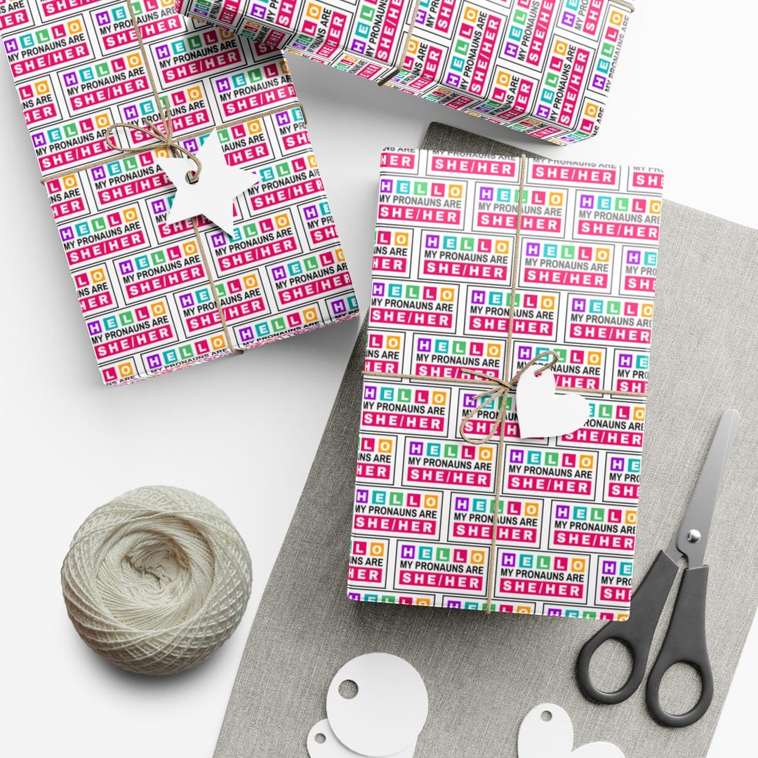 She Her Pronouns Wrapping Paper Pronouns Gift Wrap She/her Gift ...