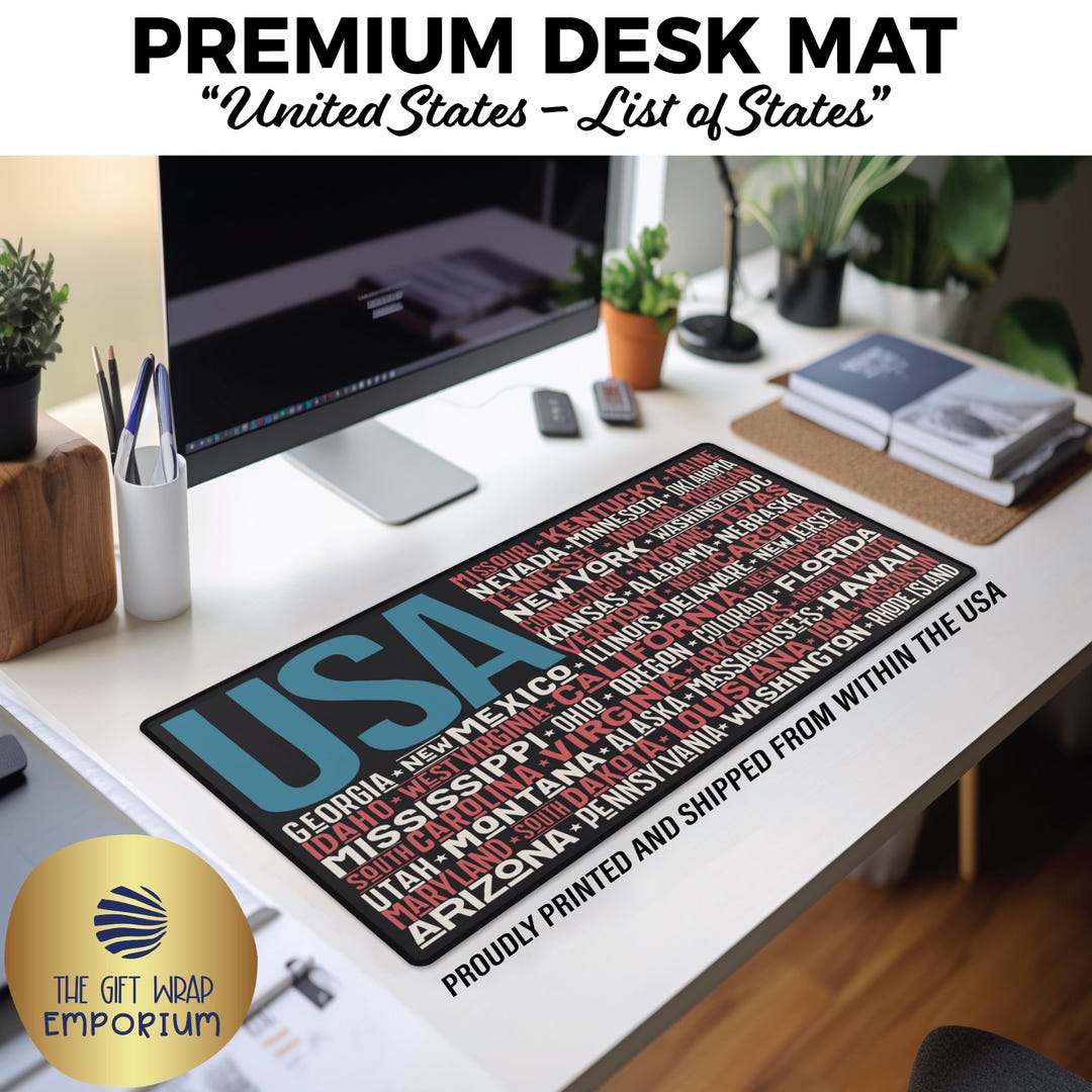 USA States Desk Mat, Student Mouse Pads, Educational Mouse Pads, Large ...