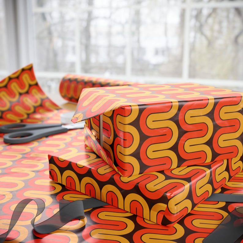 Retro Seventies Wrapping Paper, Seventies Wrapping, 70's Wallpaper Gift ...